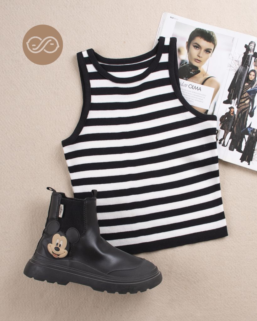 تاپ راه راه سفید مشکی OppsiH00109 | فروشگاه پوشاک اینفینیتی